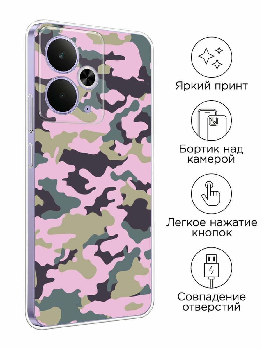 Чехол на Realme 14T / Реалми 14Т с принтом "Камуфляж розовый - 23 февраля" — фото 1