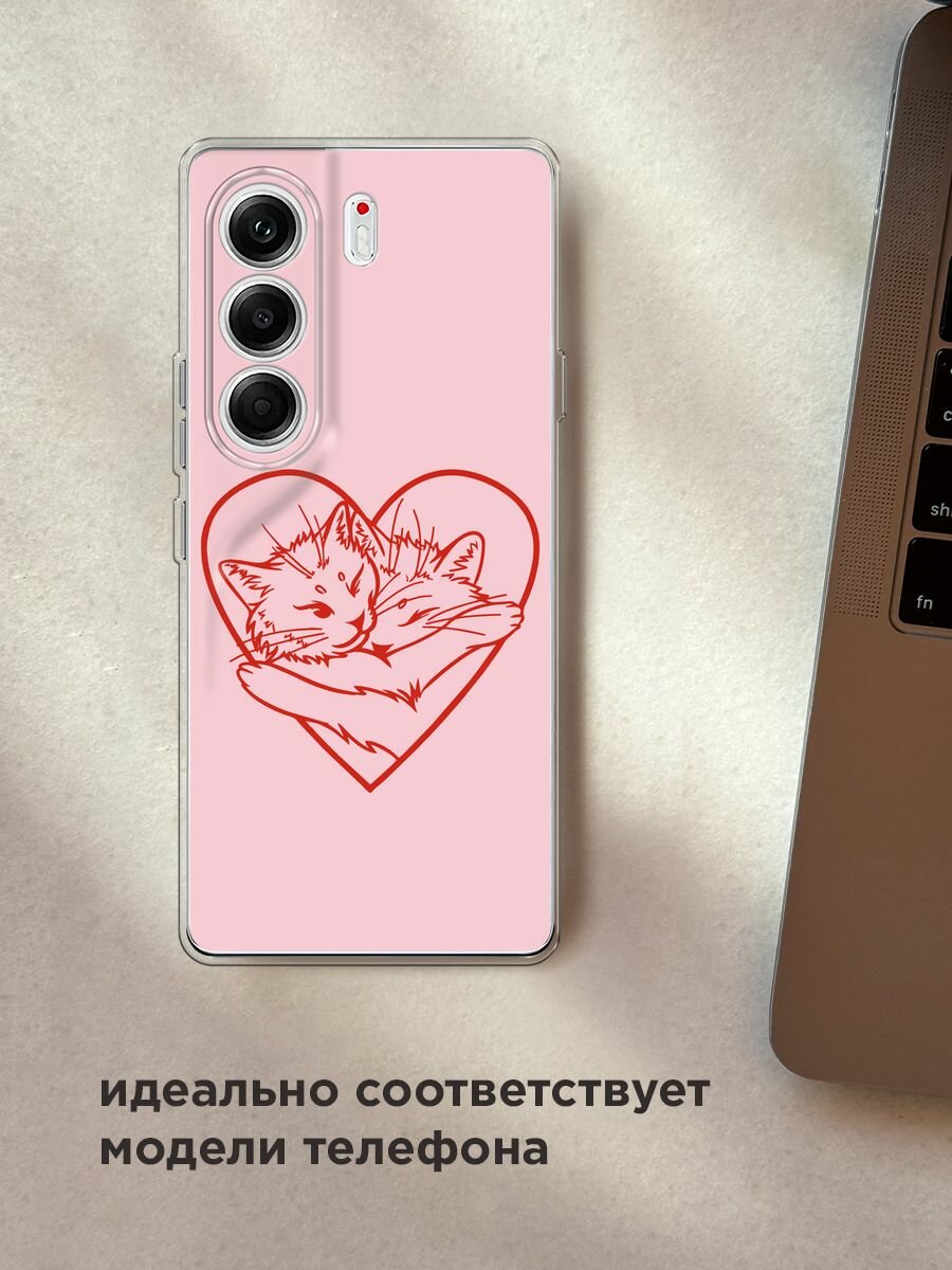 Чехол на Tecno Camon 40 Pro 5G / Текно Камон 40 Про 5G с принтом "Влюблённые котики рисунок 1 - 14 февраля" — фото 1