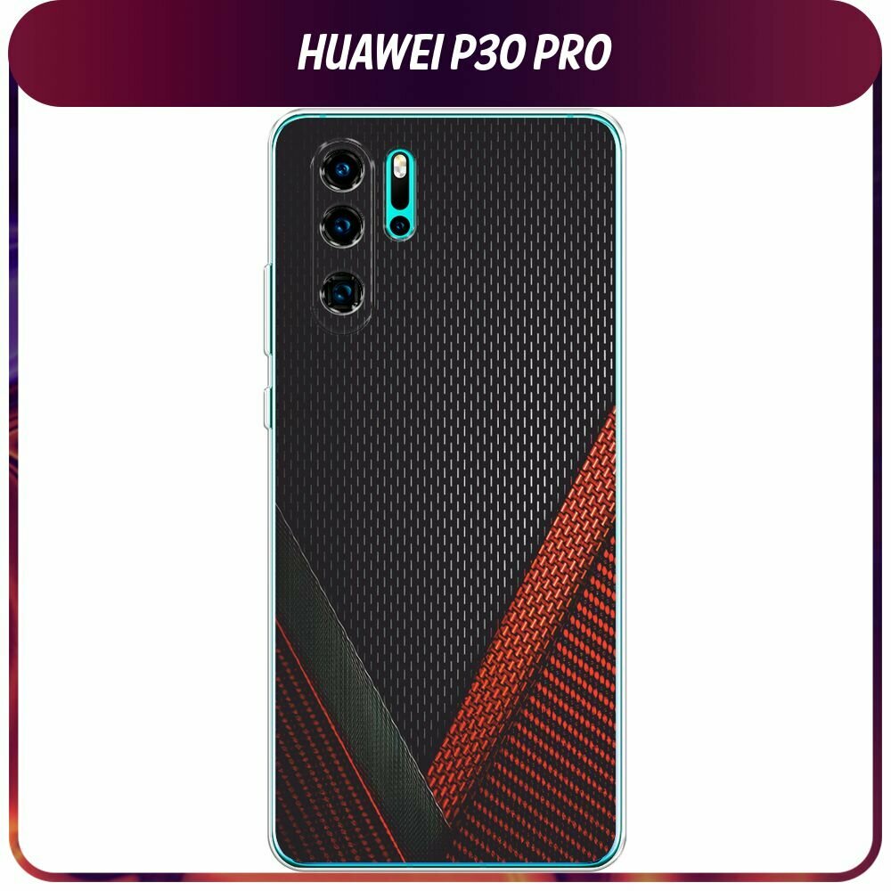 Чехол на Huawei P30 Pro / Хуавей П30 Про с принтом "Красный карбон"
