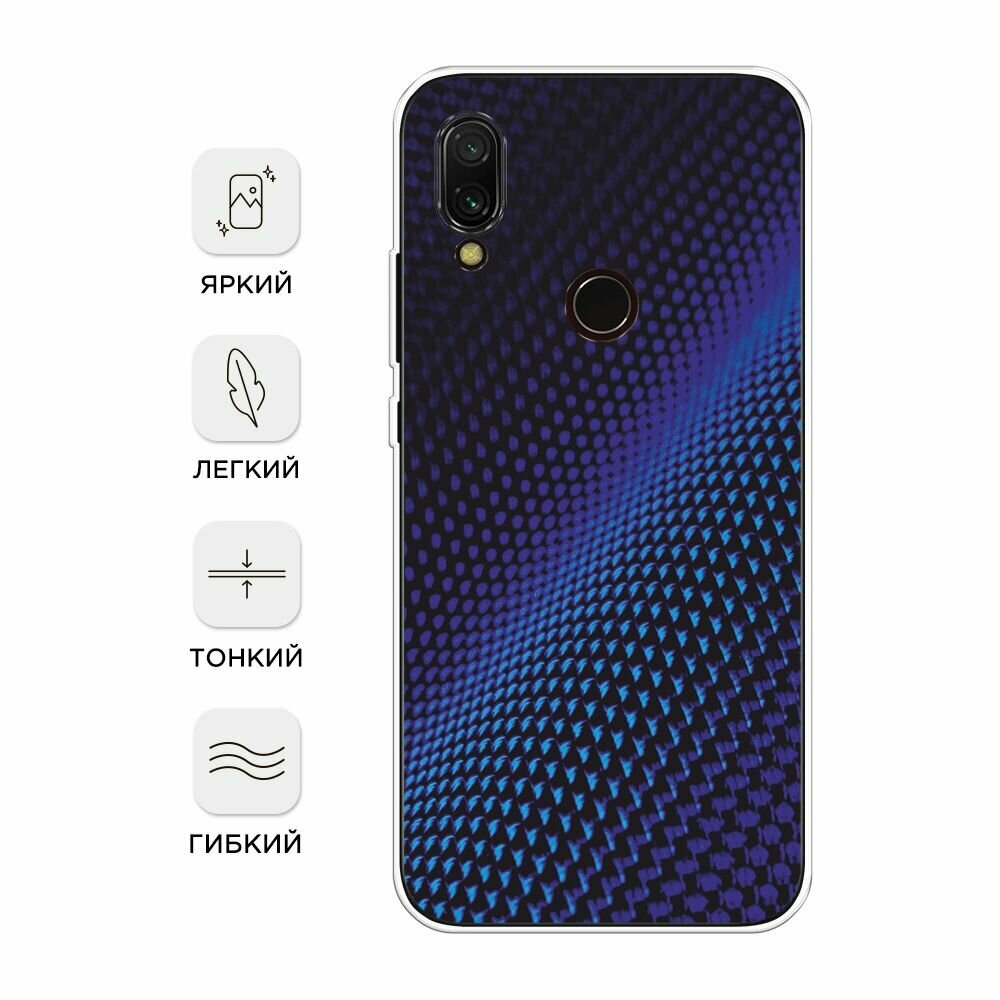 Чехол на Xiaomi Redmi 7 / Сяоми Редми 7 с принтом "Синий карбон" — фото 1