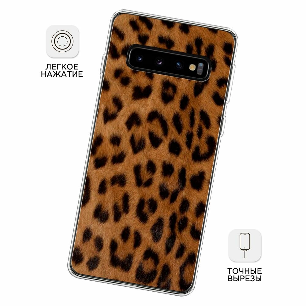 Чехол на Samsung Galaxy S10 + / Самсунг Галакси S10 Плюс с принтом "Мех леопарда" — фото 1