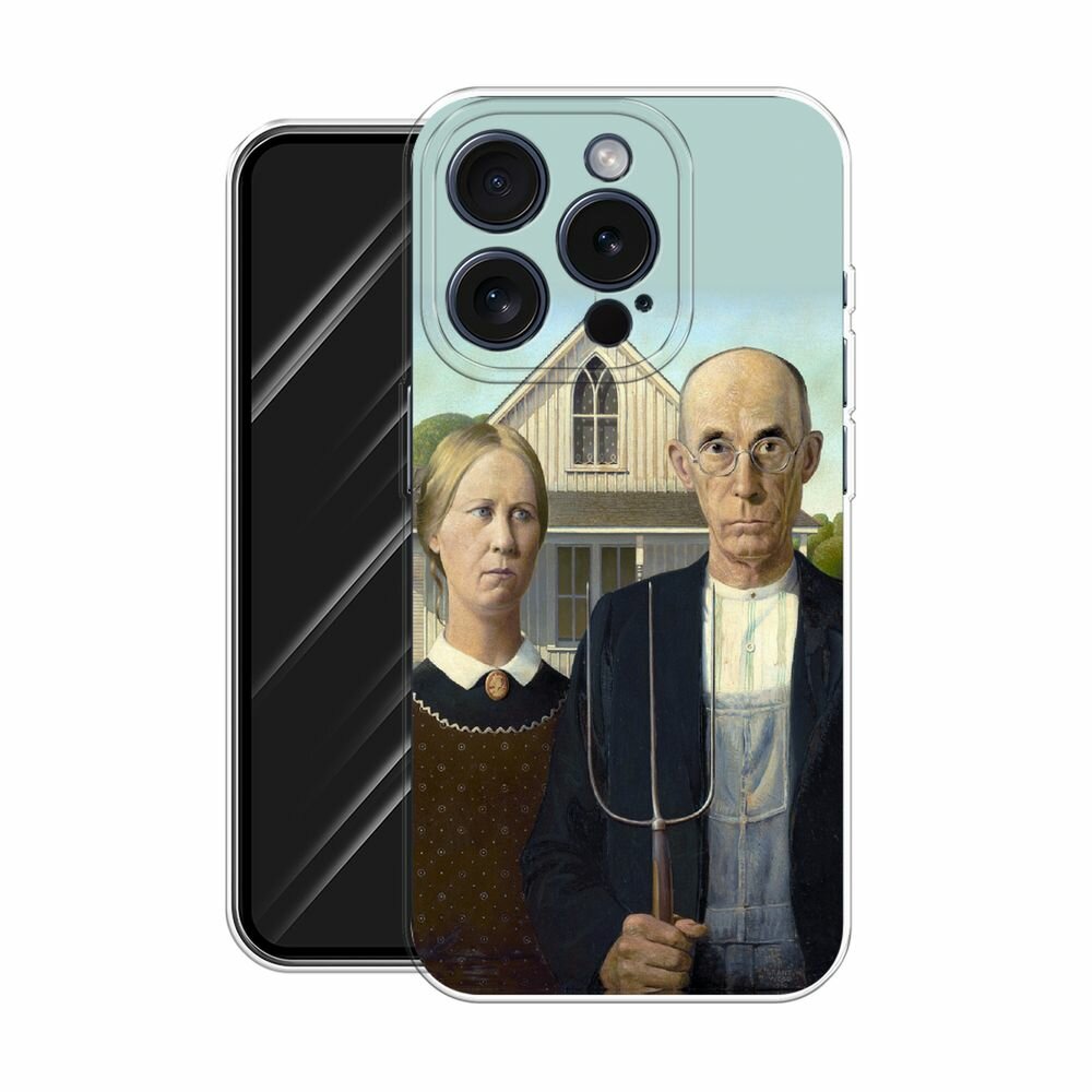 Чехол на Apple iPhone 15 Pro / Айфон 15 Про с принтом Американская готика — фото 1