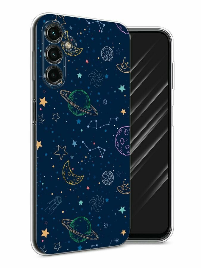 Чехол на Samsung Galaxy A14 4G / Галакси A14 4G с принтом "Темно-синий космос"