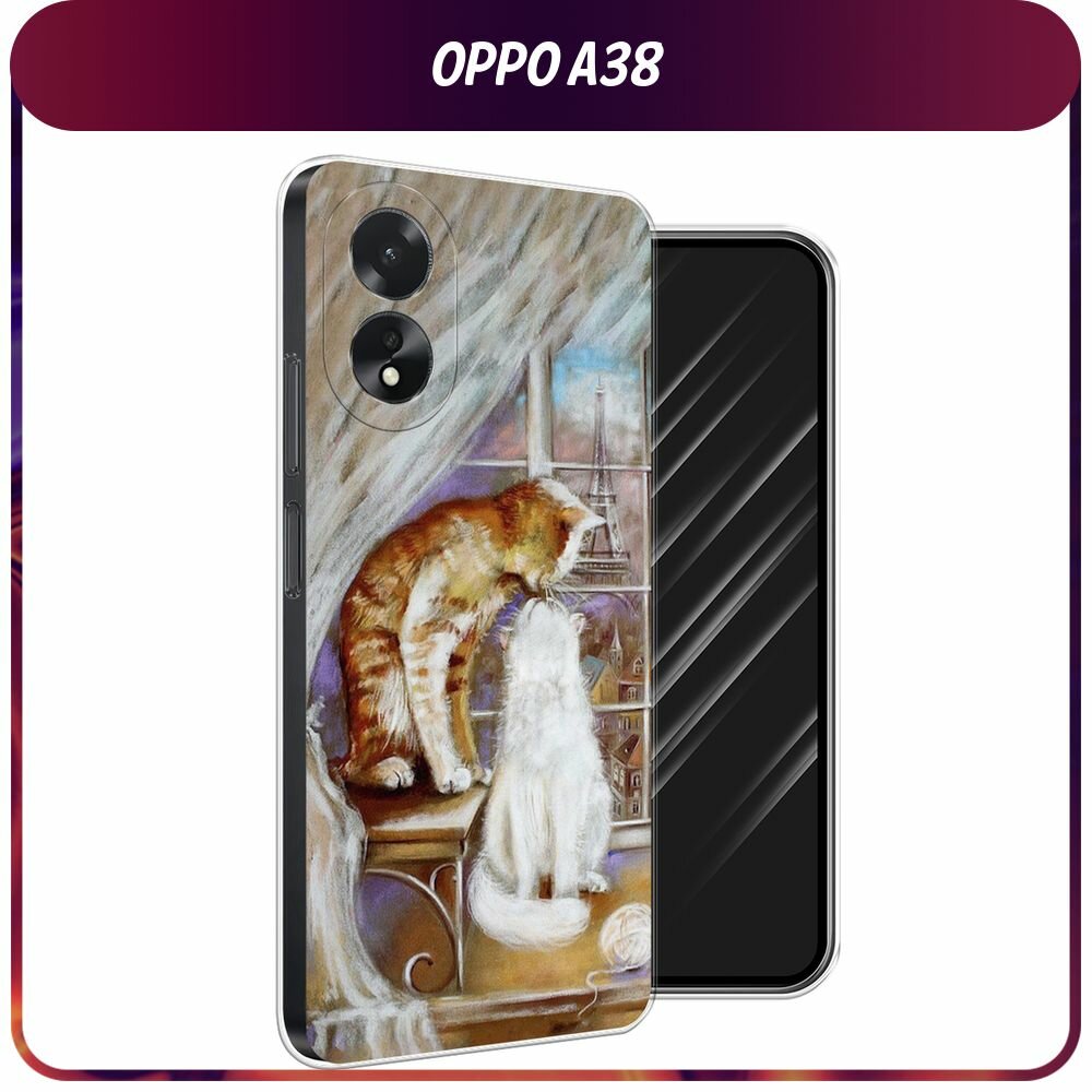 Чехол на Oppo A38/A18 / Оппо A38/A18 с принтом "Влюбленные котики 1"