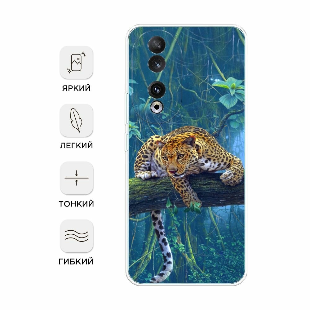 Силиконовый чехол на Honor 90 / Хонор 90 с принтом "Леопард охотник" — фото 1