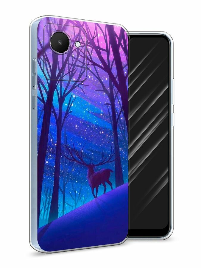 Силиконовый чехол на Realme C30 / Реалми C30 с принтом "Северный олень"