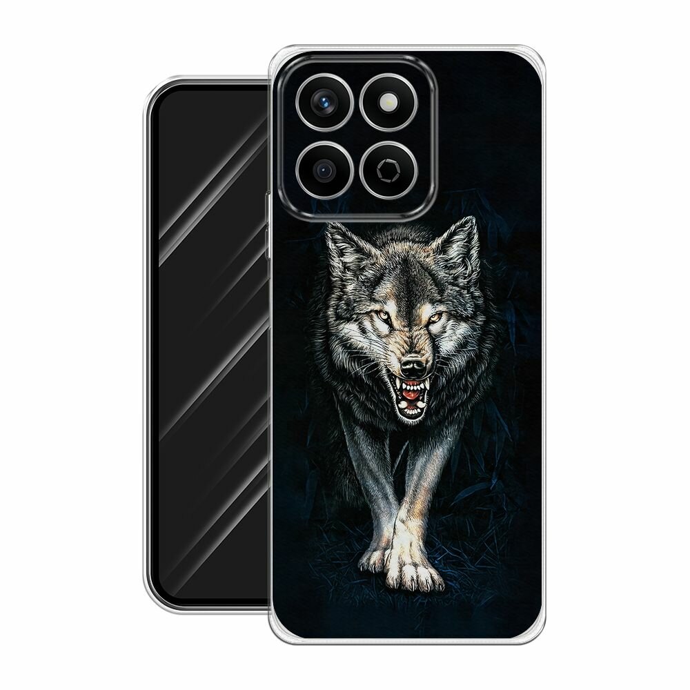 Чехол на Honor X7c / Хонор X7c с принтом "Злобный волк из ночи" — фото 1