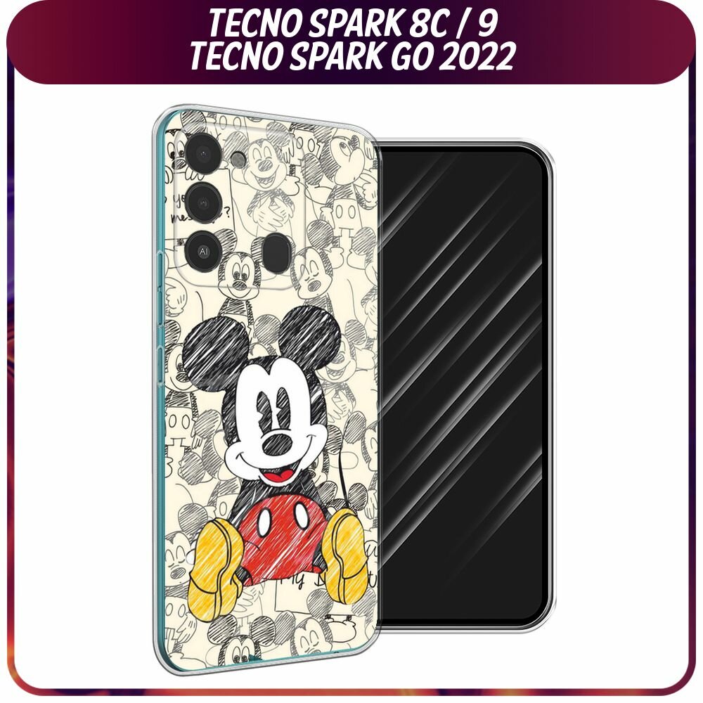 Чехол на Tecno Spark Go 2022 / Техно Спарк Го 2022 с принтом "Микки Маус"