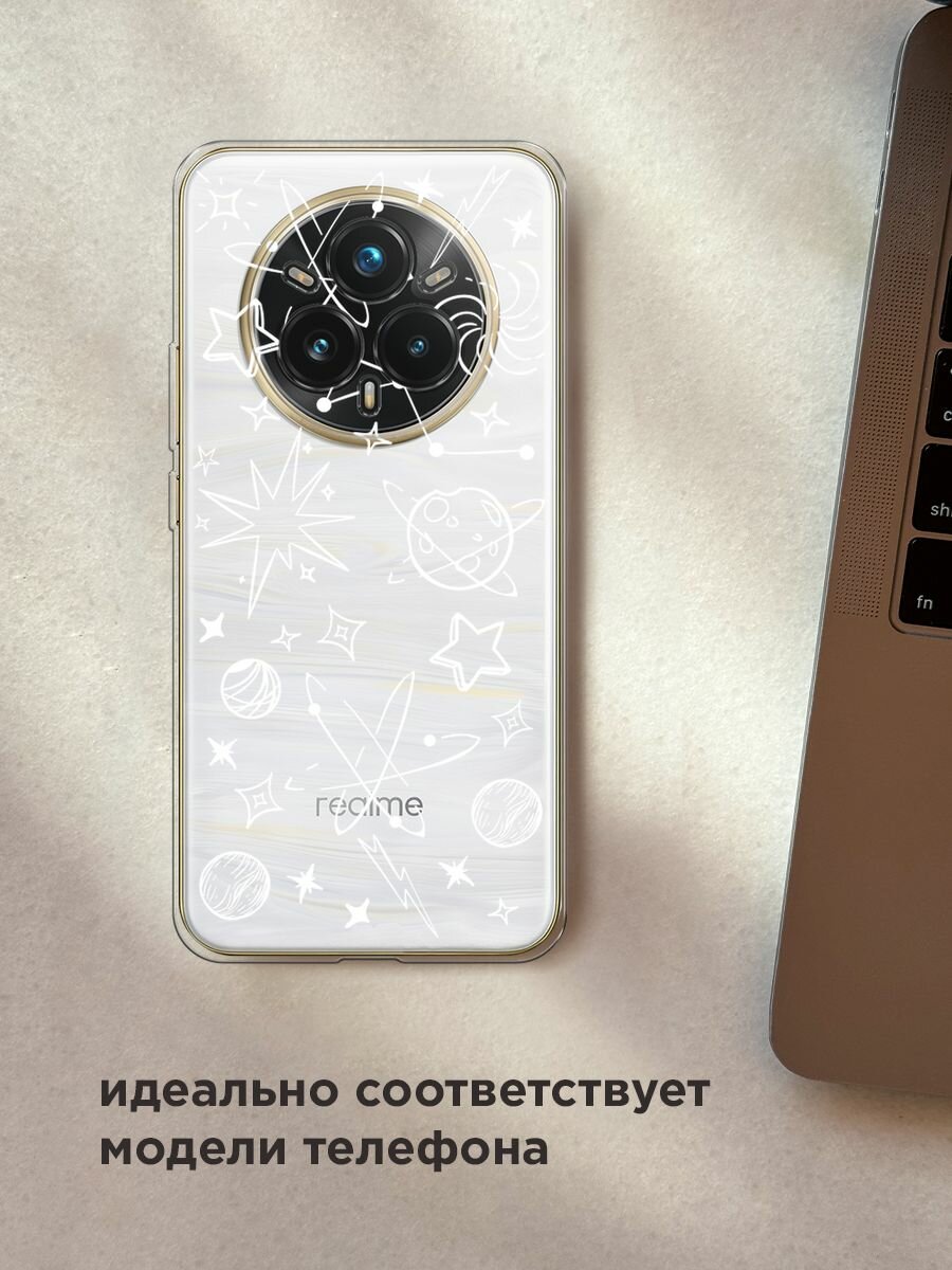 Чехол на Realme 14 Pro+ / Реалми 14 Про+ с принтом "Космическая вселенная", прозрачный — фото 1
