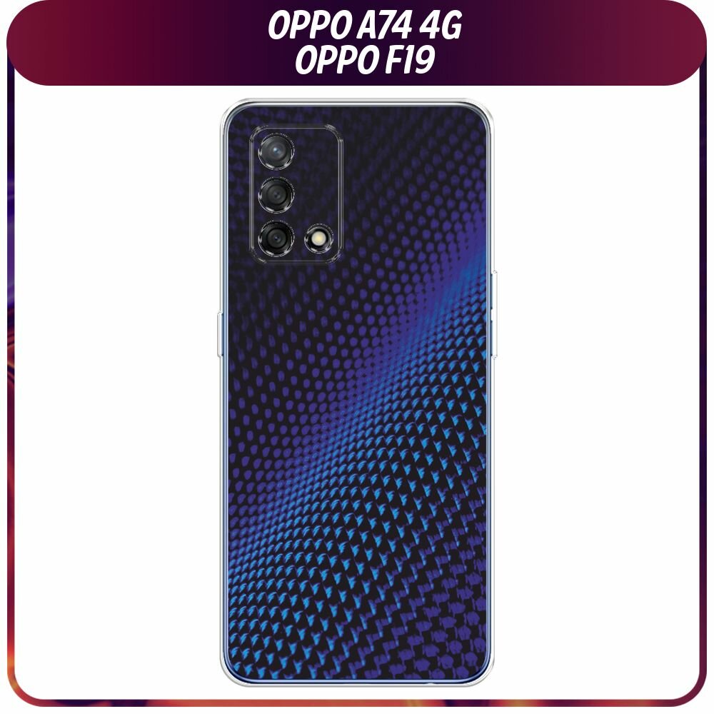 Силиконовый чехол на Oppo A74 / Оппо A74 с принтом "Синий карбон"
