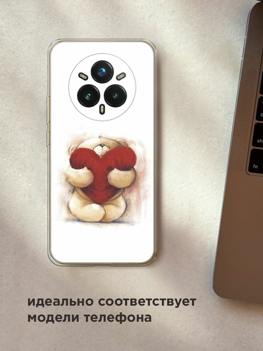 Чехол на Realme 14 Pro+ / Реалми 14 Про+ с принтом "Мишка с сердцем 1" — фото 1
