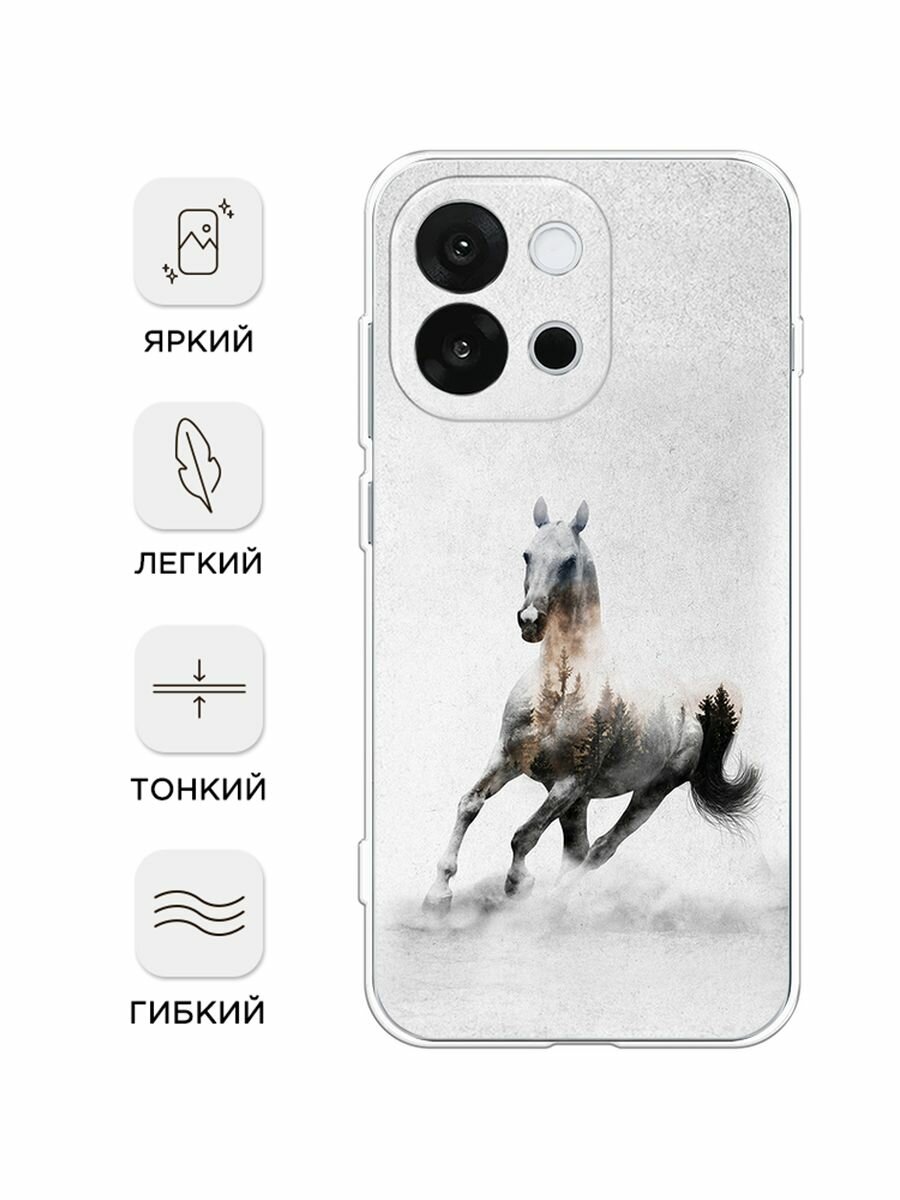 Силиконовый чехол на OnePlus 13T / Ван Плас 13Т с принтом "Лошадь лес" — фото 1