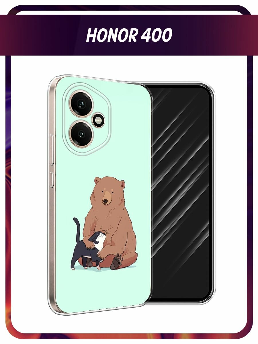 Чехол на Honor 400 / Хонор 400 с принтом "Медведь и кошка дружба"