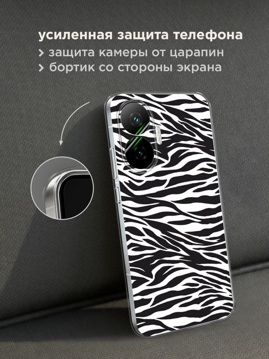 Силиконовый чехол на Poco F7 / Поко F7 с принтом "Принт зебра" — фото 1