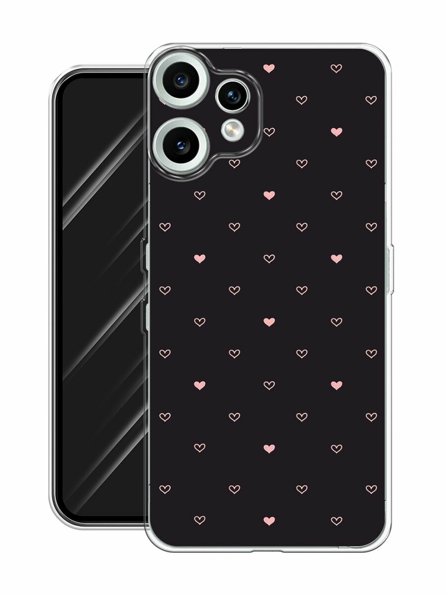 Чехол на CMF Phone 2 Pro / CMF Фон 2 Про с принтом "Черный фон и сердечки" — фото 1