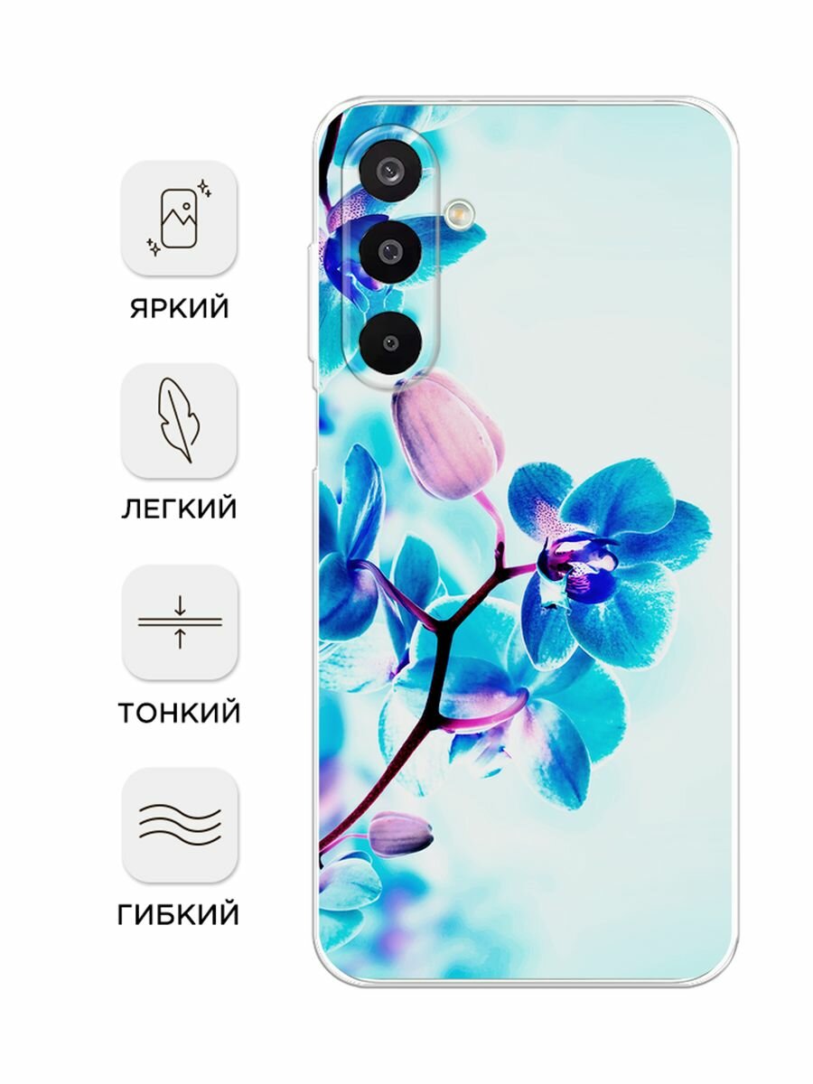 Чехол на Samsung Galaxy M16 / Самсунг Галакси М16 с принтом "Голубая орхидея" — фото 1