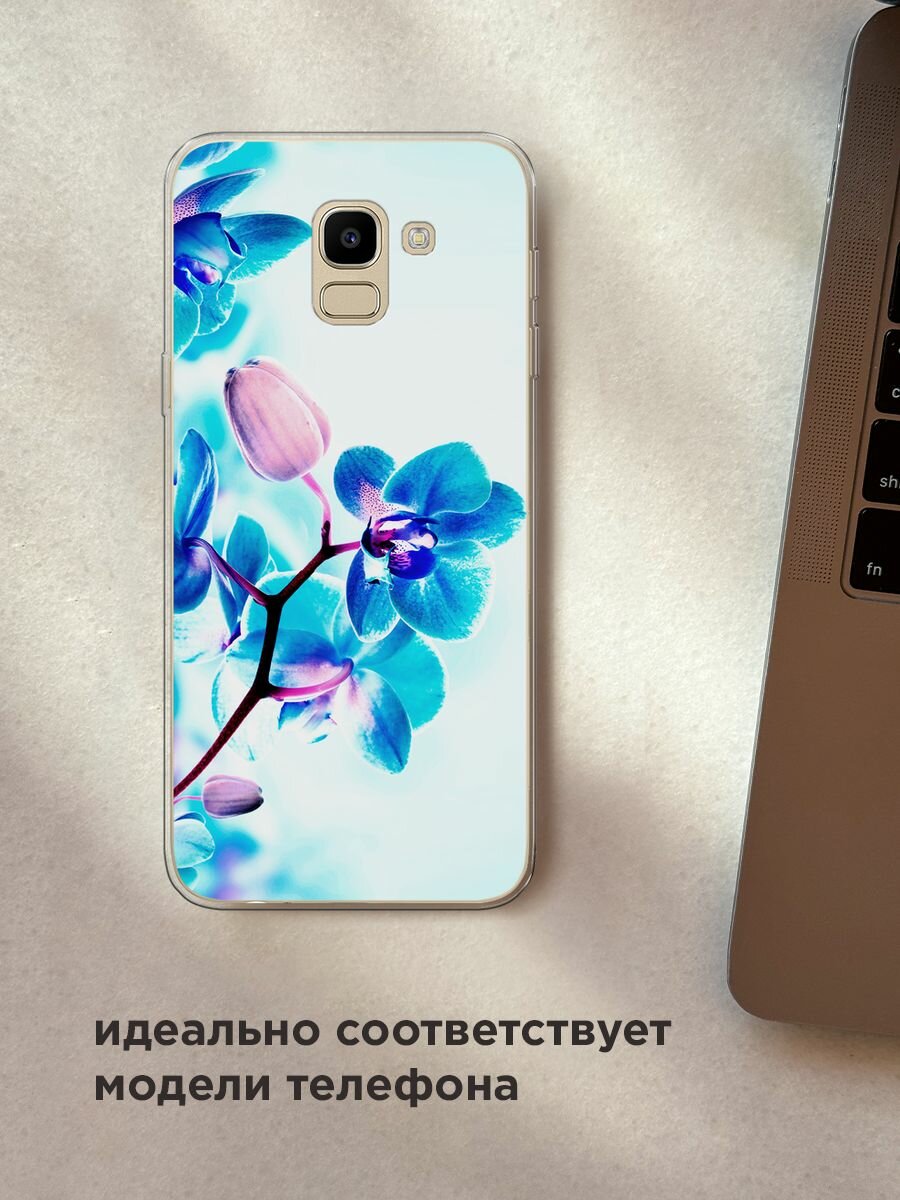 Чехол на Samsung Galaxy J6 2018 / Самсунг Галакси Джей 6 2018 с принтом "Голубая орхидея" — фото 1