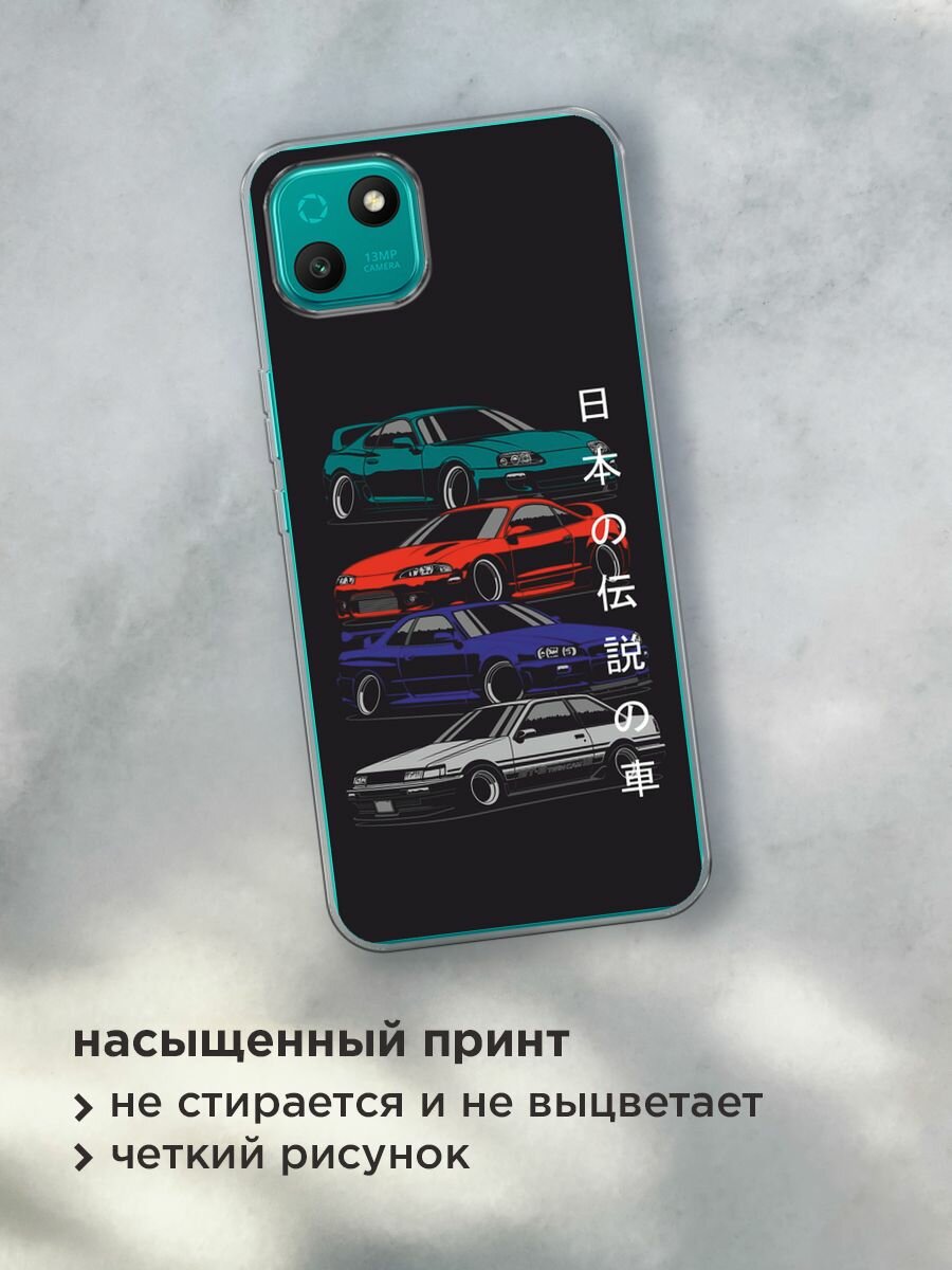 Силиконовый чехол на Wiko T10 / Вико Т10 с принтом "JDM Legend cars" — фото 1