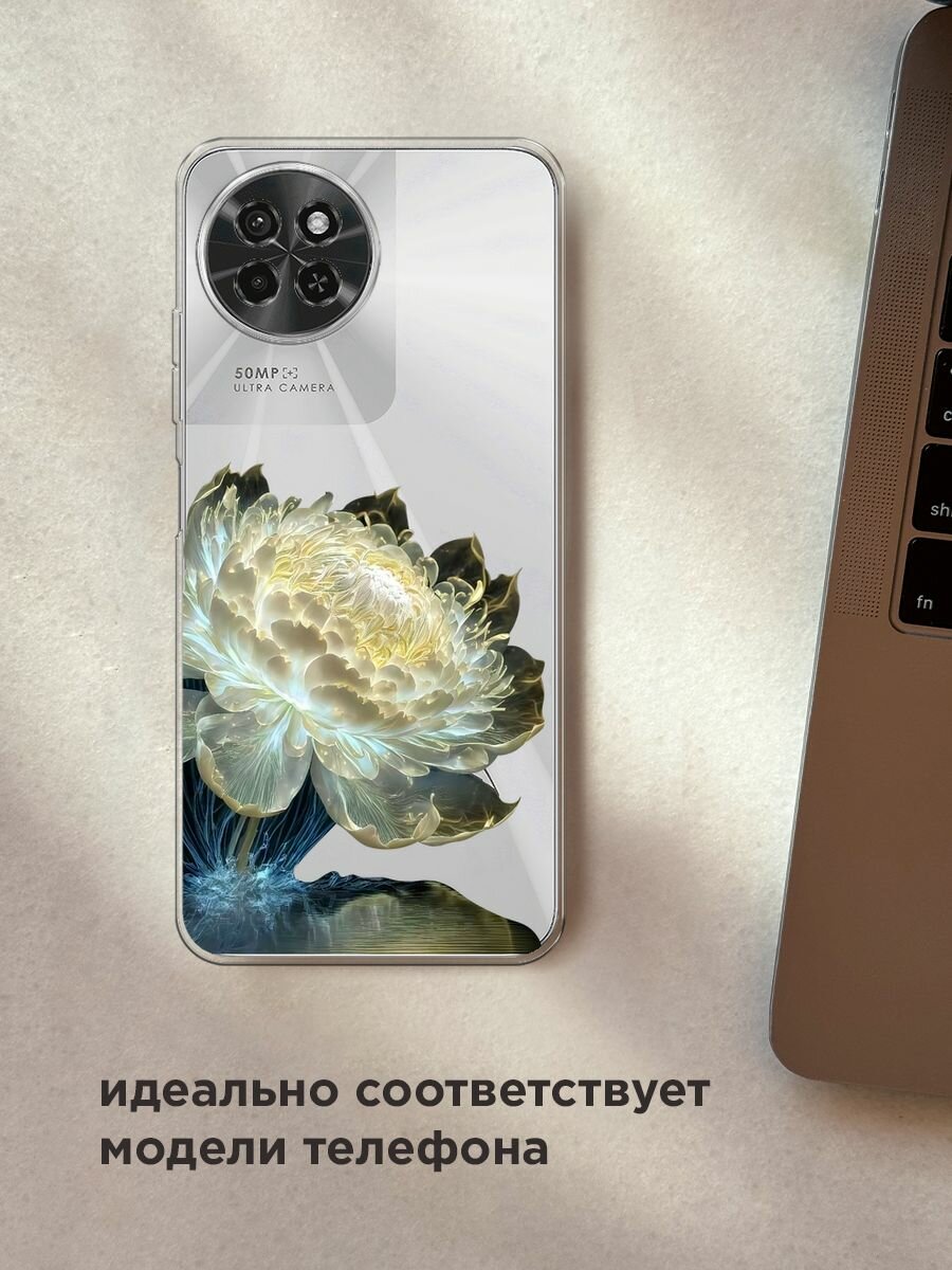Чехол на Itel S23 / Ител S23 с принтом "Китайский лотос", прозрачный — фото 1