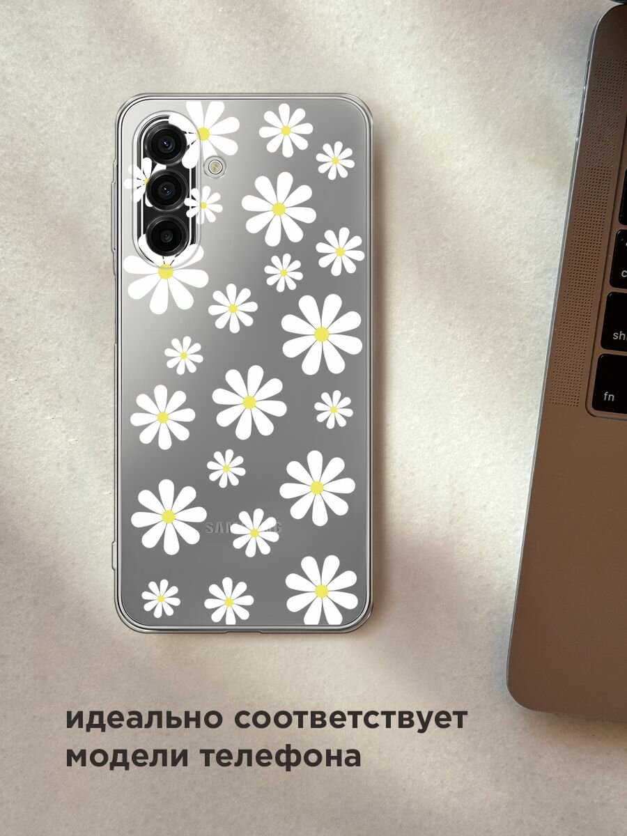Чехол на Samsung Galaxy A17 / Самсунг А17 с принтом "Большие ромашки", прозрачный — фото 1