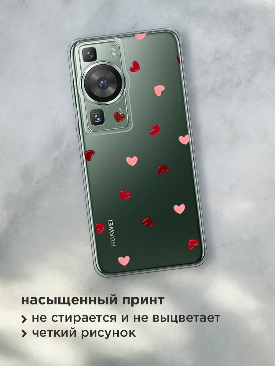 Чехол на Huawei P60/P60 Pro / Хуавей P60/P60 Про с принтом "Бордовые сердечки 2" — фото 1
