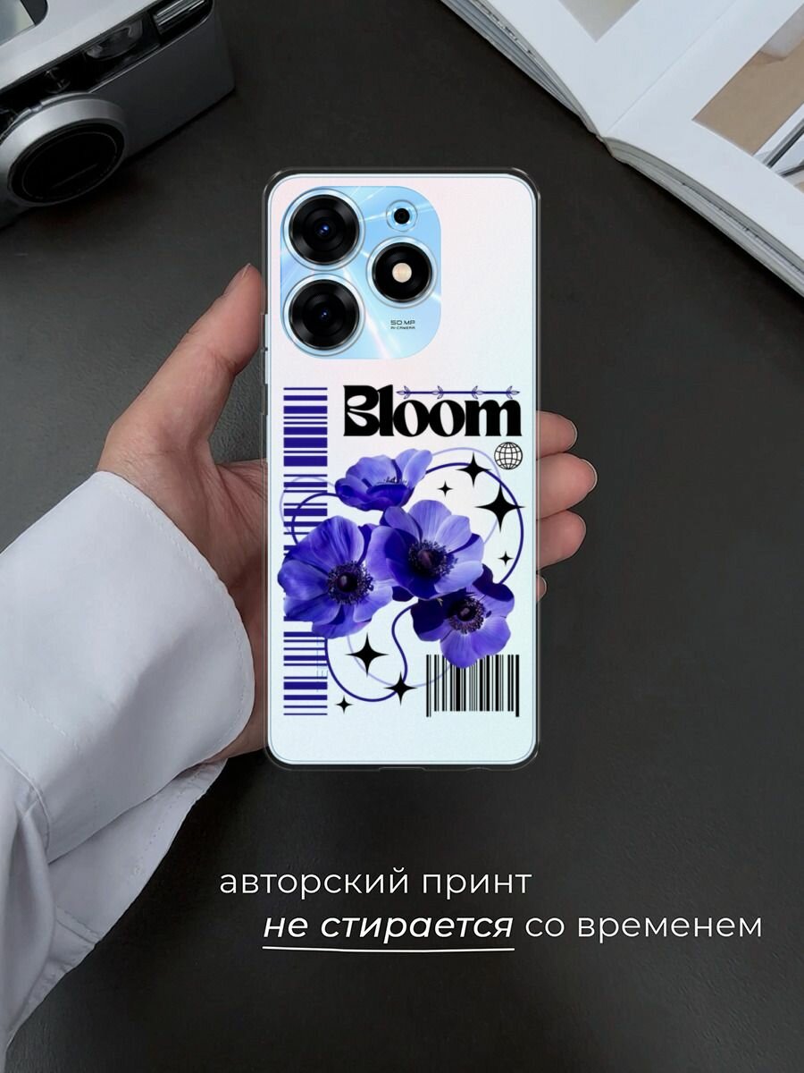 Чехол на Tecno Spark 10 Pro / Текно Спарк 10 Про с принтом "Завораживающие анемоны", прозрачный — фото 1
