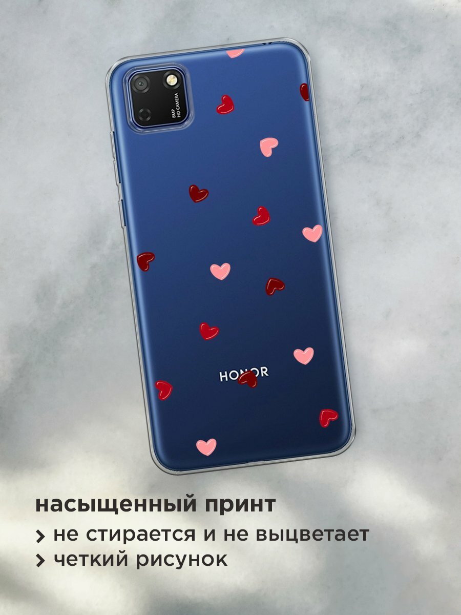 Чехол на Honor 9S/Huawei Y5p / Хонор 9S/Хуавей Y5p с принтом "Бордовые сердечки 2" — фото 1