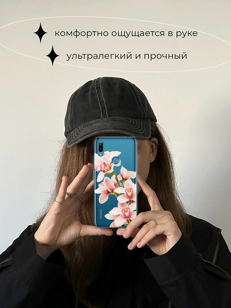 Чехол на Honor 8A/8A Pro/Huawei Y6s/Y6 2019 / Хонор 8А с принтом "Нежная орхидея", прозрачный — фото 1