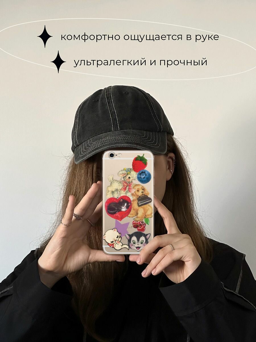 Чехол на Apple iPhone 6 Plus/6S Plus / Айфон 6 Плюс/Айфон 6С Плюс с принтом "Милые стикеры", прозрачный — фото 1