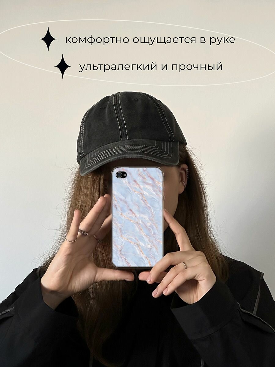 Чехол на Apple iPhone 4/4S / Айфон 4/4S с принтом "Сиреневый мрамор" — фото 1