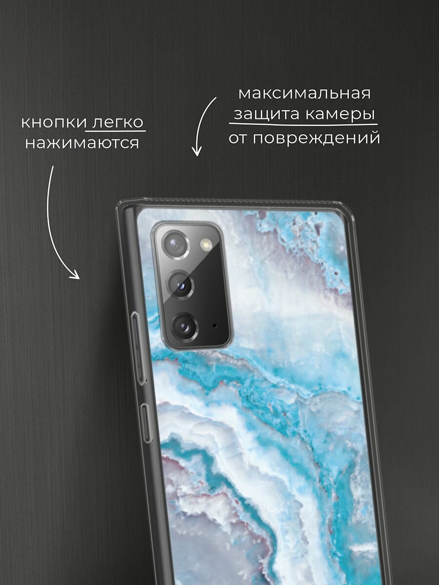 Чехол на Samsung Galaxy Note 20 / Самсунг Галакси Ноут 20 с принтом "Нежно-голубой мрамор" — фото 1