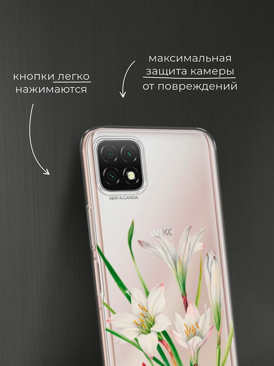 Чехол на Wiko T3 / Вико Т3 с принтом "White lily", прозрачный — фото 1