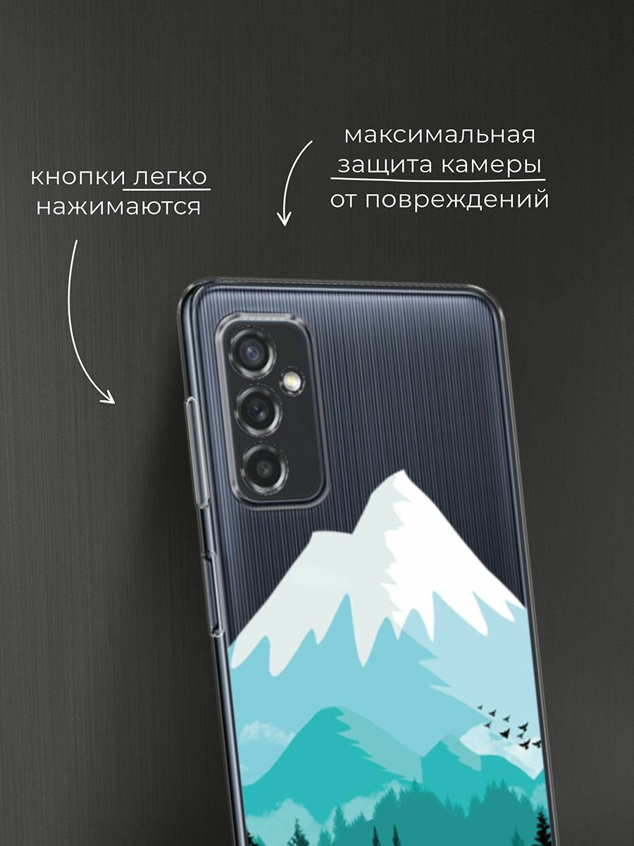 Чехол на Samsung Galaxy M52 / Самсунг Галакси M52 с принтом "Синяя снежная гора", прозрачный — фото 1