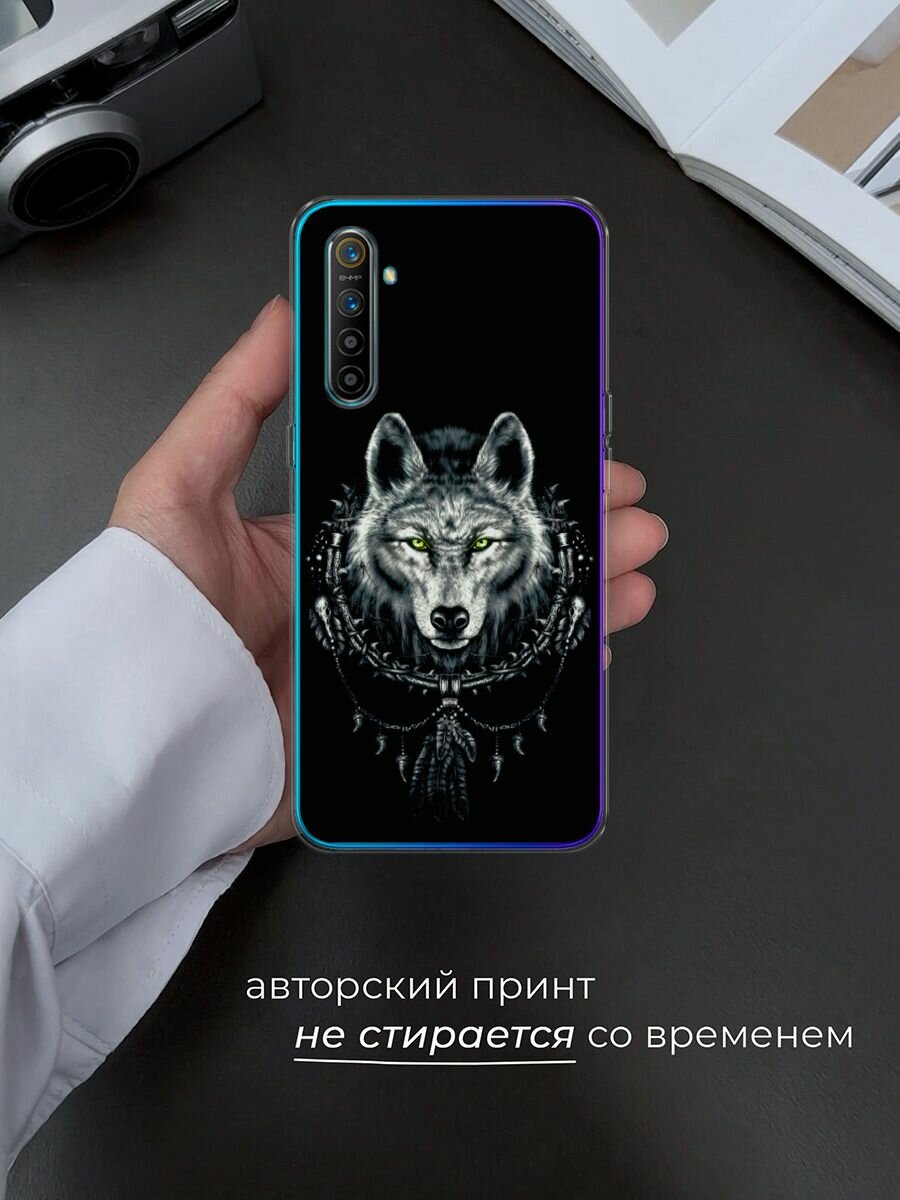 Силиконовый чехол на Realme XT / Реалми XT с принтом "Волк оберег" — фото 1