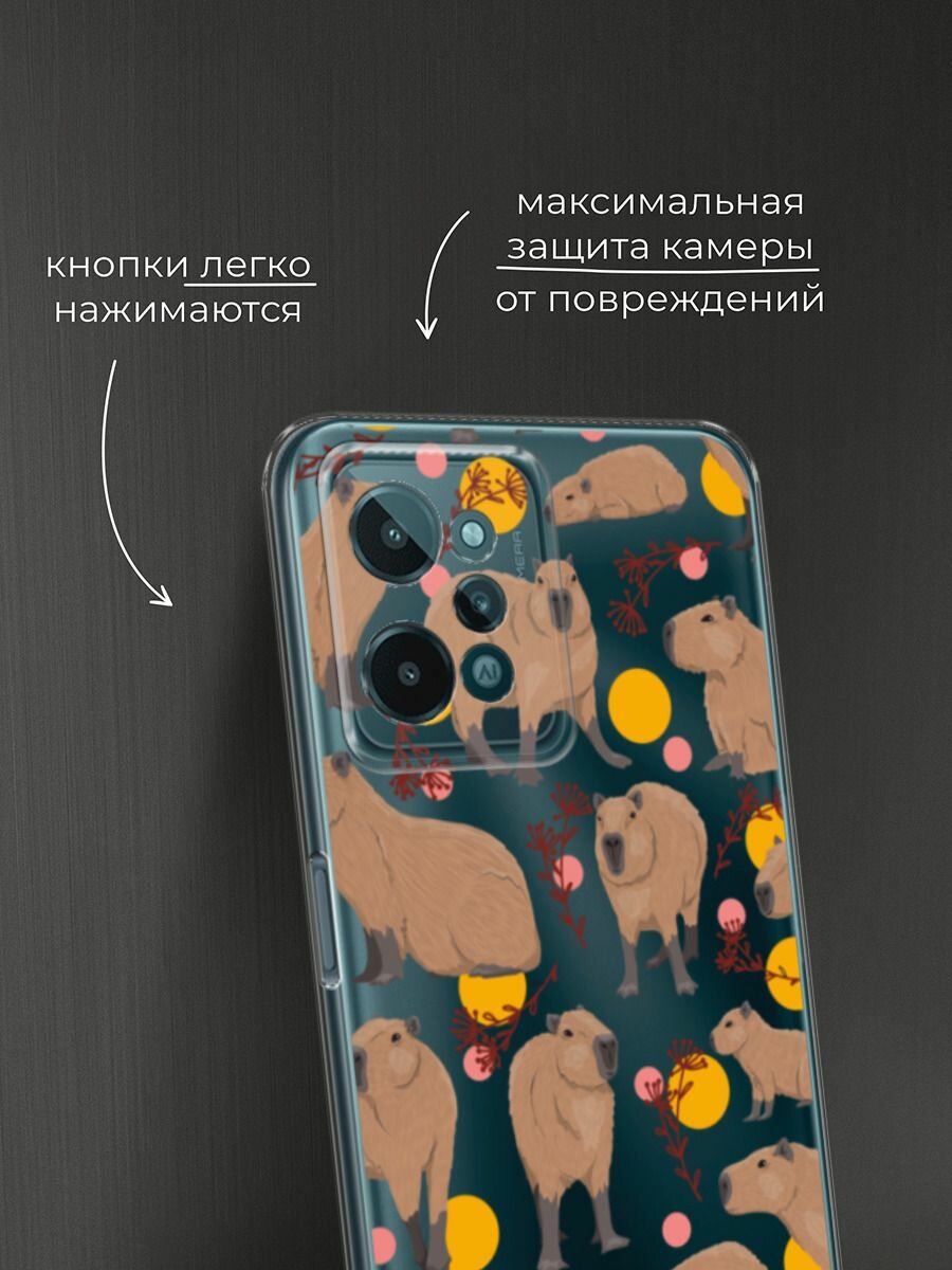 Чехол на Realme C31 / Реалми C31 с принтом "Капибара паттерн", прозрачный — фото 1