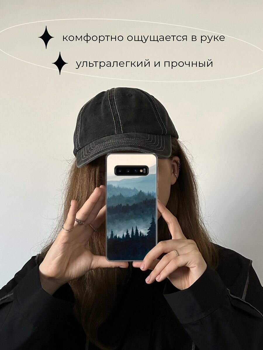 Чехол на Samsung Galaxy S10 + / Самсунг Галакси S10 Плюс с принтом "Туманные горы" — фото 1