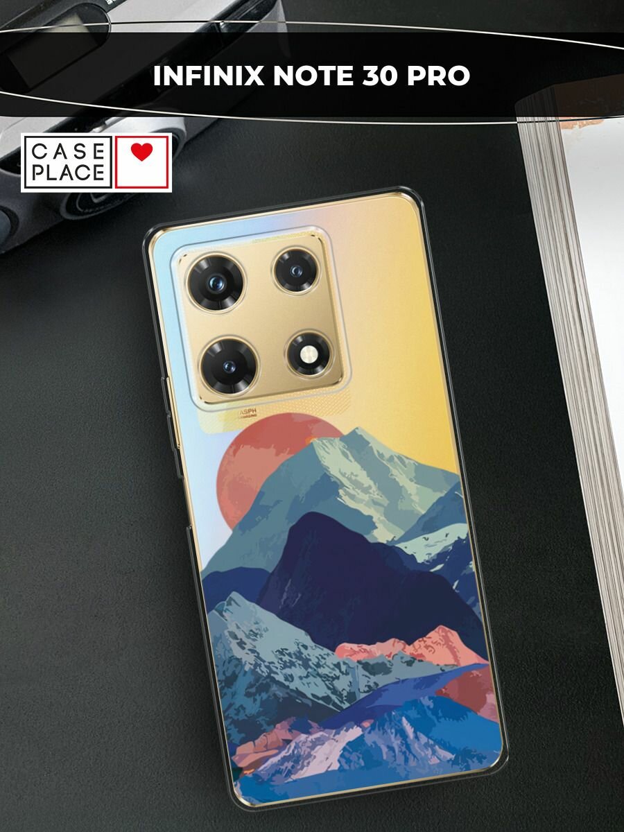Чехол на Infinix Note 30 Pro / Инфиникс Нот 30 Про с принтом "Закат в снежных горах", прозрачный