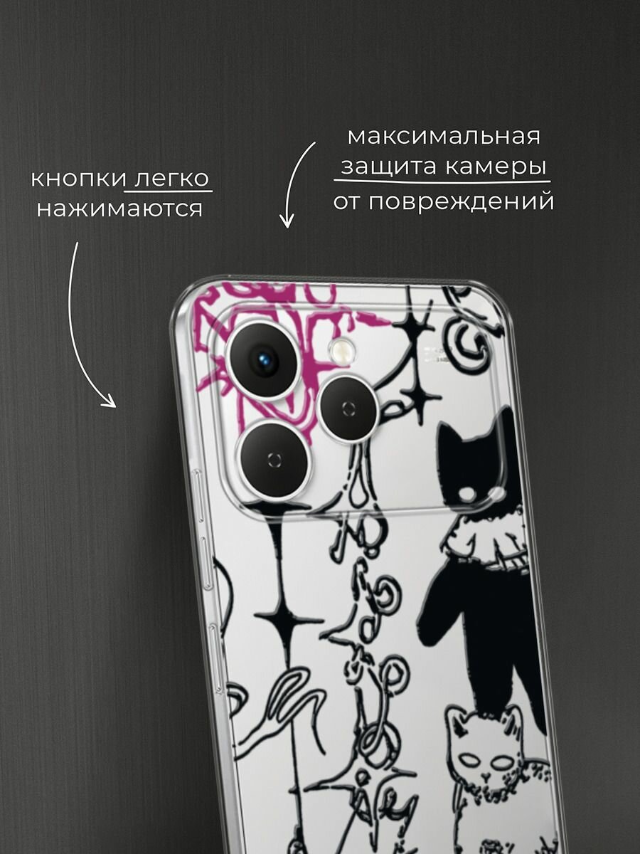 Чехол на Tecno Spark 40 / Текно Спарк 40 с принтом "Готические котики" — фото 1