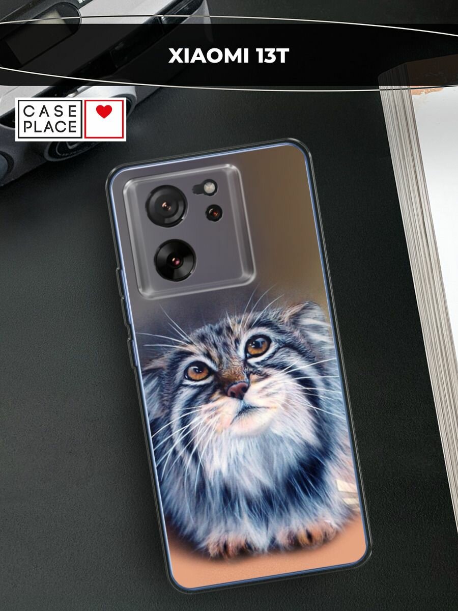 Силиконовый чехол на Xiaomi 13T / Сяоми 13T с принтом "Кот манул 2"