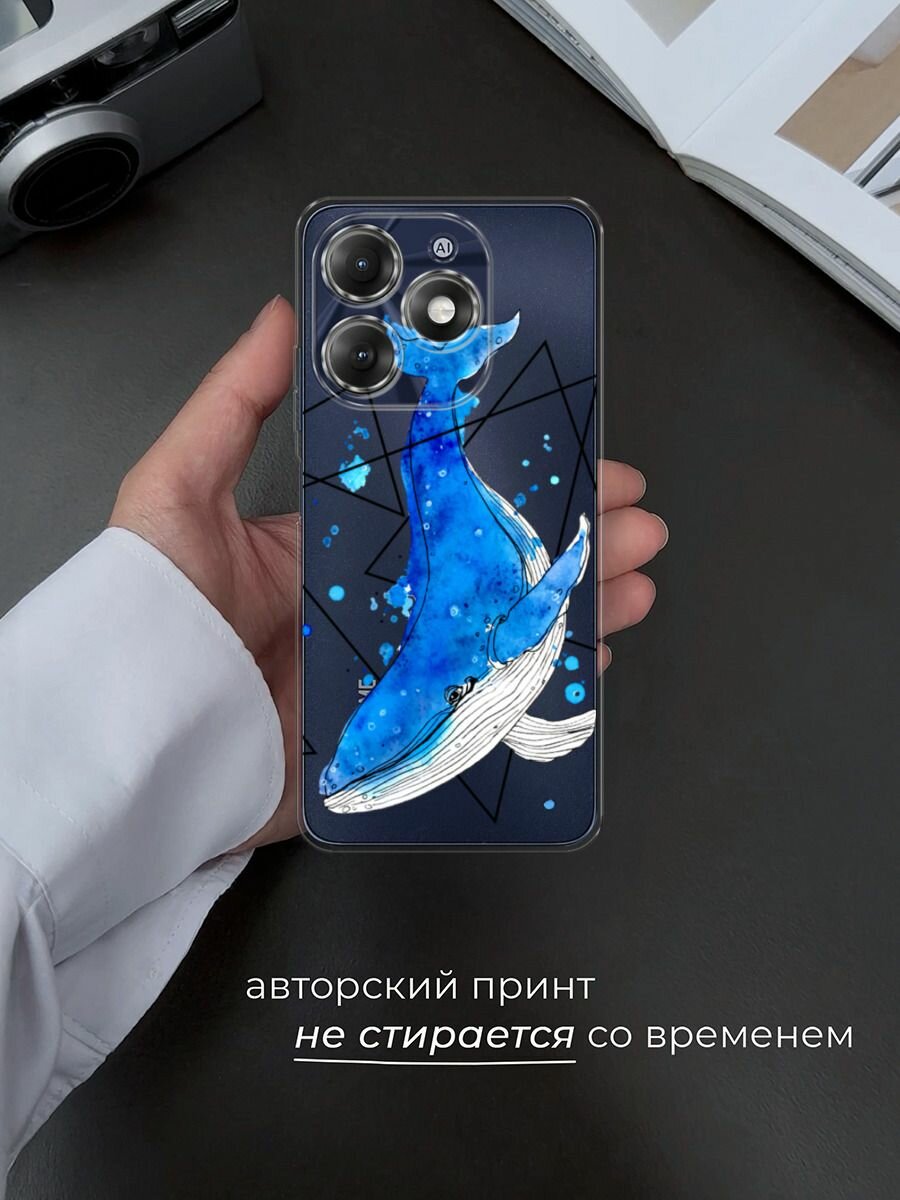 Чехол на Itel A70 / Ител А70 с принтом "Кит графика", прозрачный — фото 1