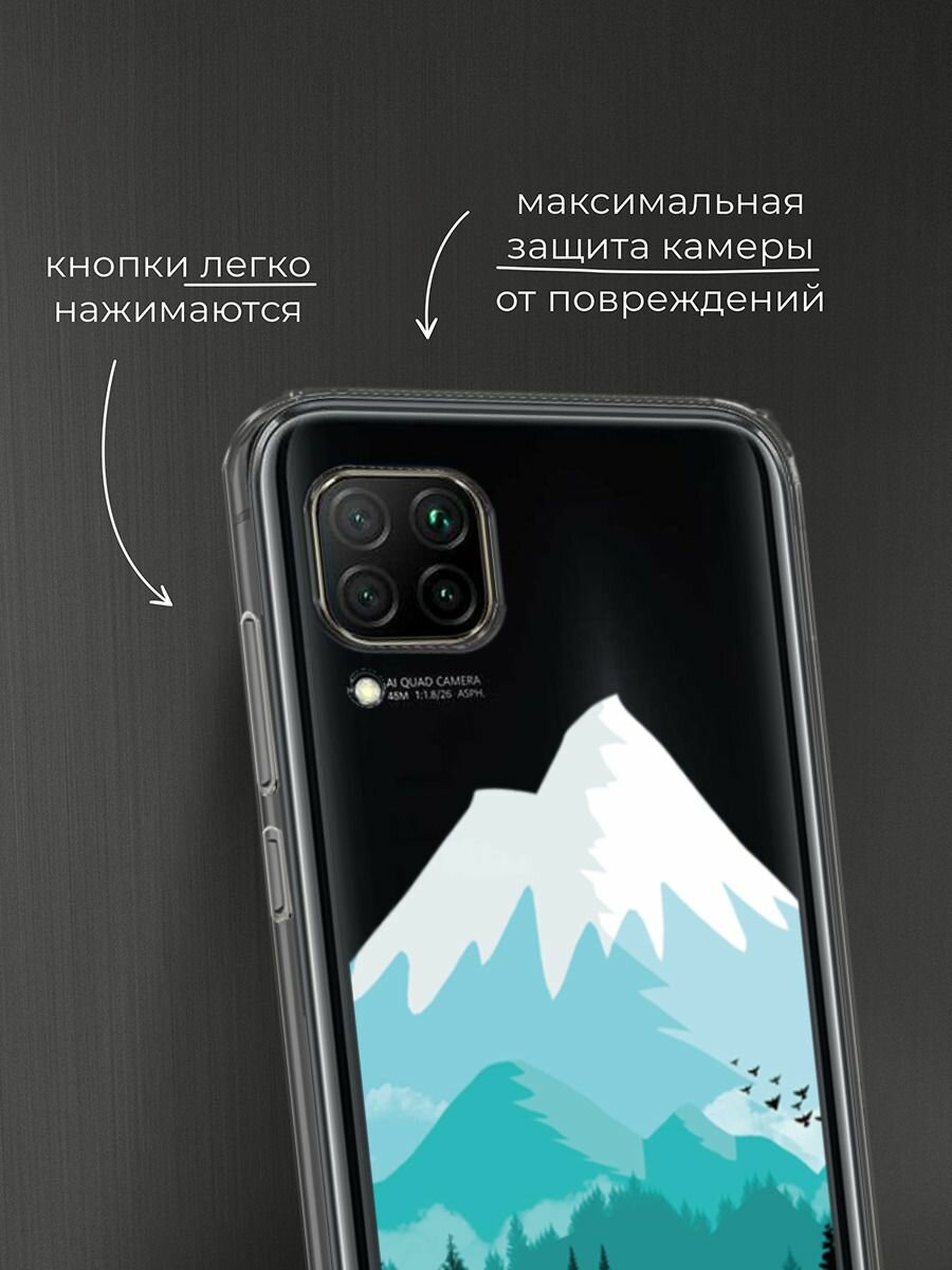Чехол на Honor 30S Global/Huawei P40 Lite 5G/Nova 7 SE с принтом "Синяя снежная гора", прозрачный — фото 1