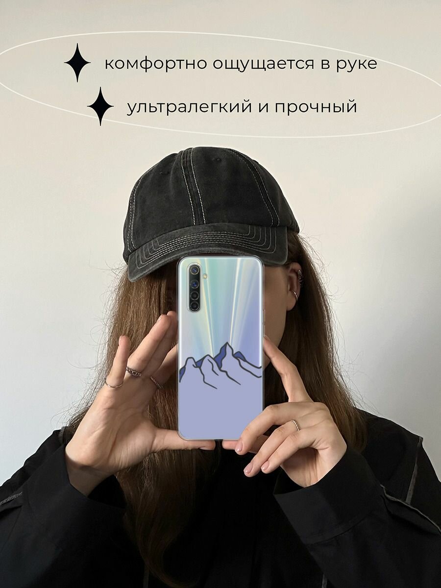 Силиконовый чехол на Realme 6 / Реалми 6 с принтом "Гора", прозрачный — фото 1