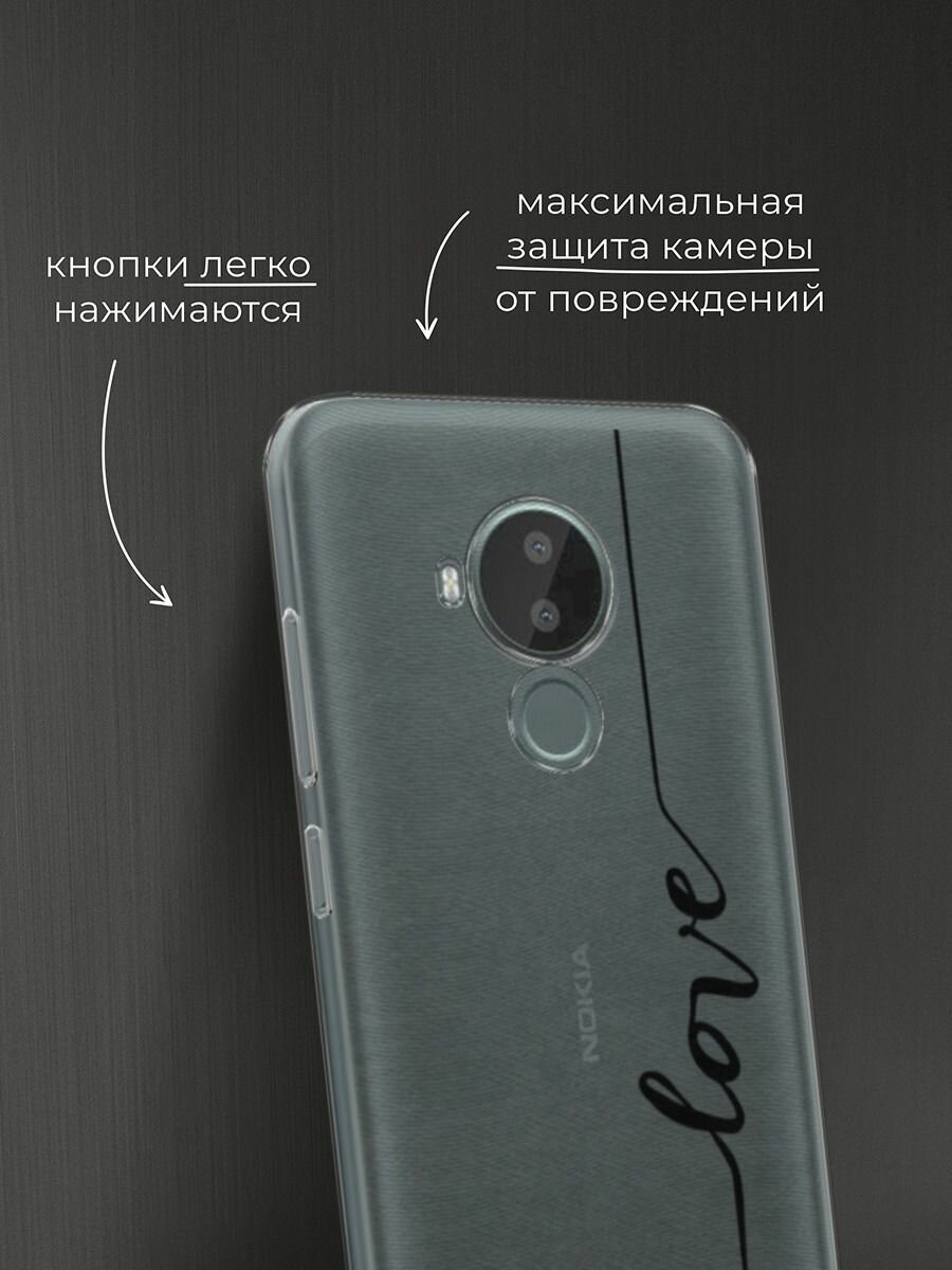 Чехол на Nokia C30 / Нокия C30 с принтом "Красивая любовь надпись", прозрачный — фото 1