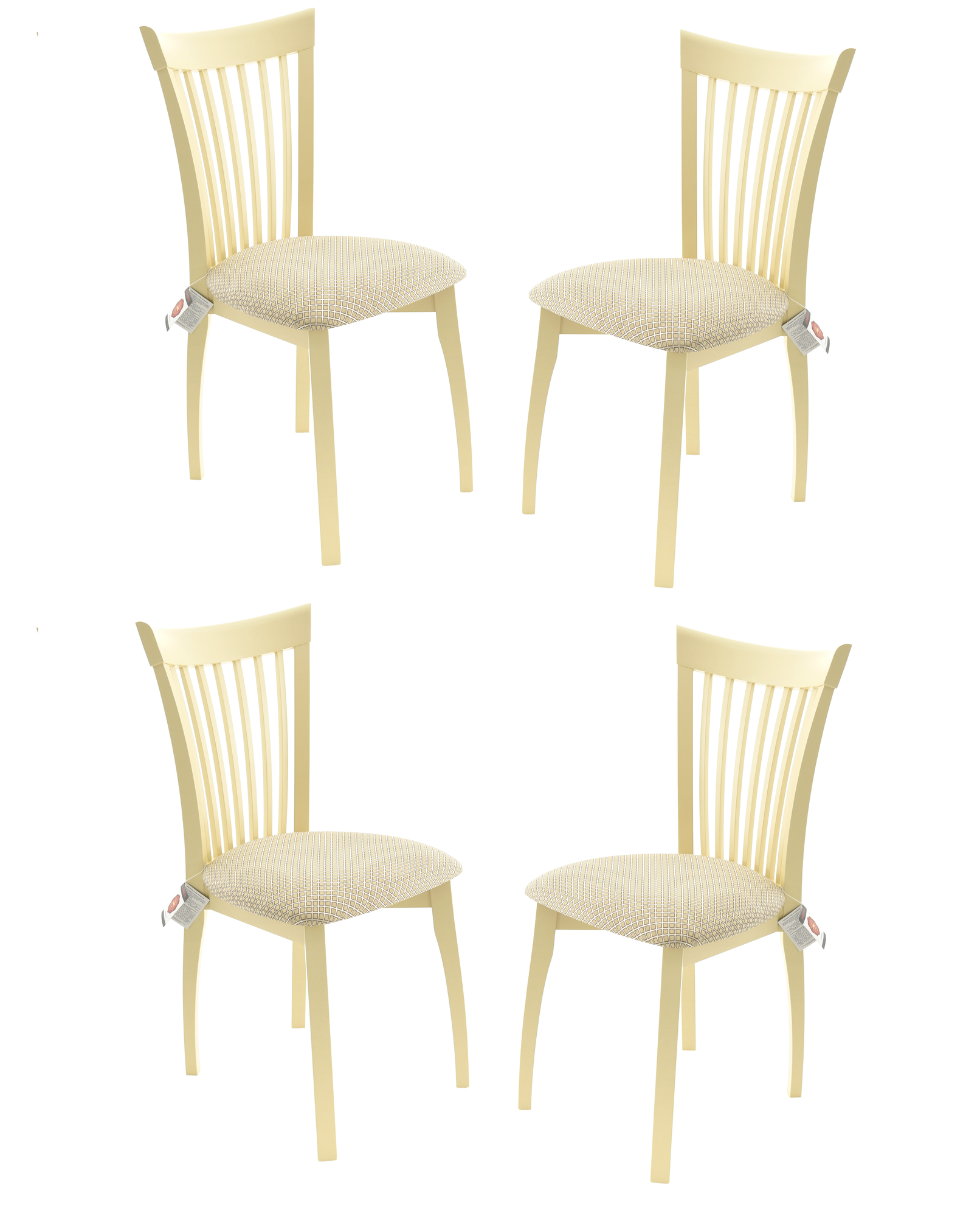 Комплект стульев Аврора Тулон с жесткой спинкой, Слоновая кость, ткань Жаккард Атина 160/1 , 4 шт