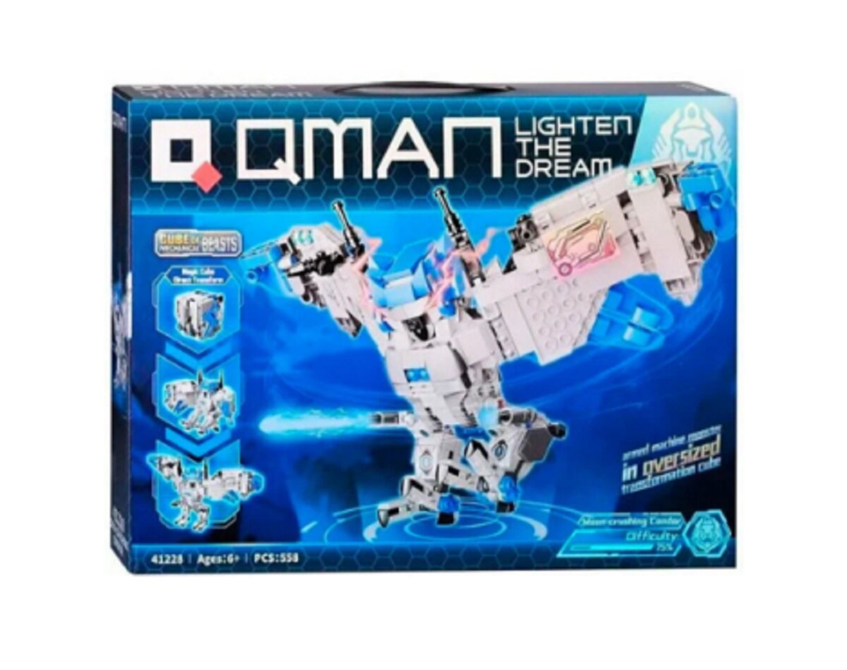 Конструктор Qman "Трансформер птица-куб", 37x28x7 см, 558 деталей, ABS-пластик
