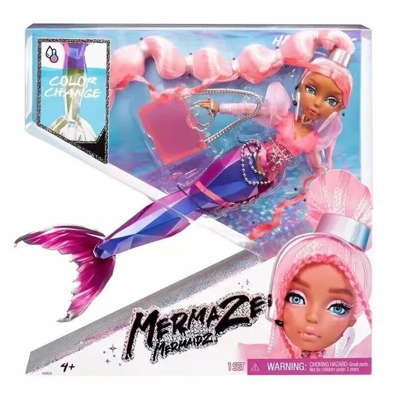 MGA Entertainment Mermaze Mermaidz Color Change / Стильная подвижная кукла-русалка, меняющая цвет, с детальными аксессуарами для детей от 5 лет и старше.