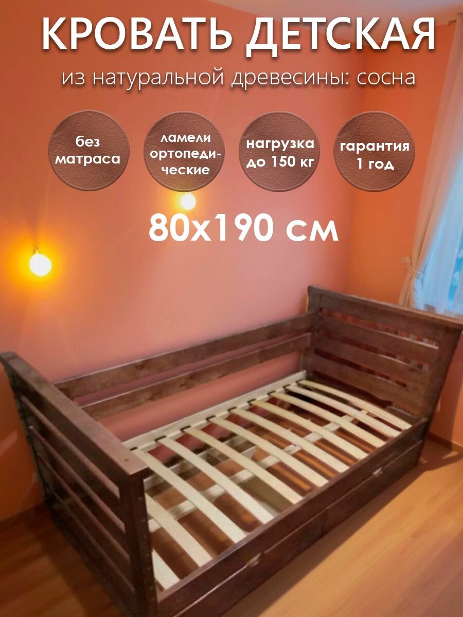 Детская кровать Оливия с ламелями 80x190