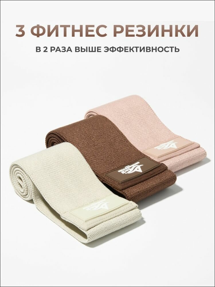 Резинки для фитнеса Airclif, тканевые, 3шт, антискользящее покрытие