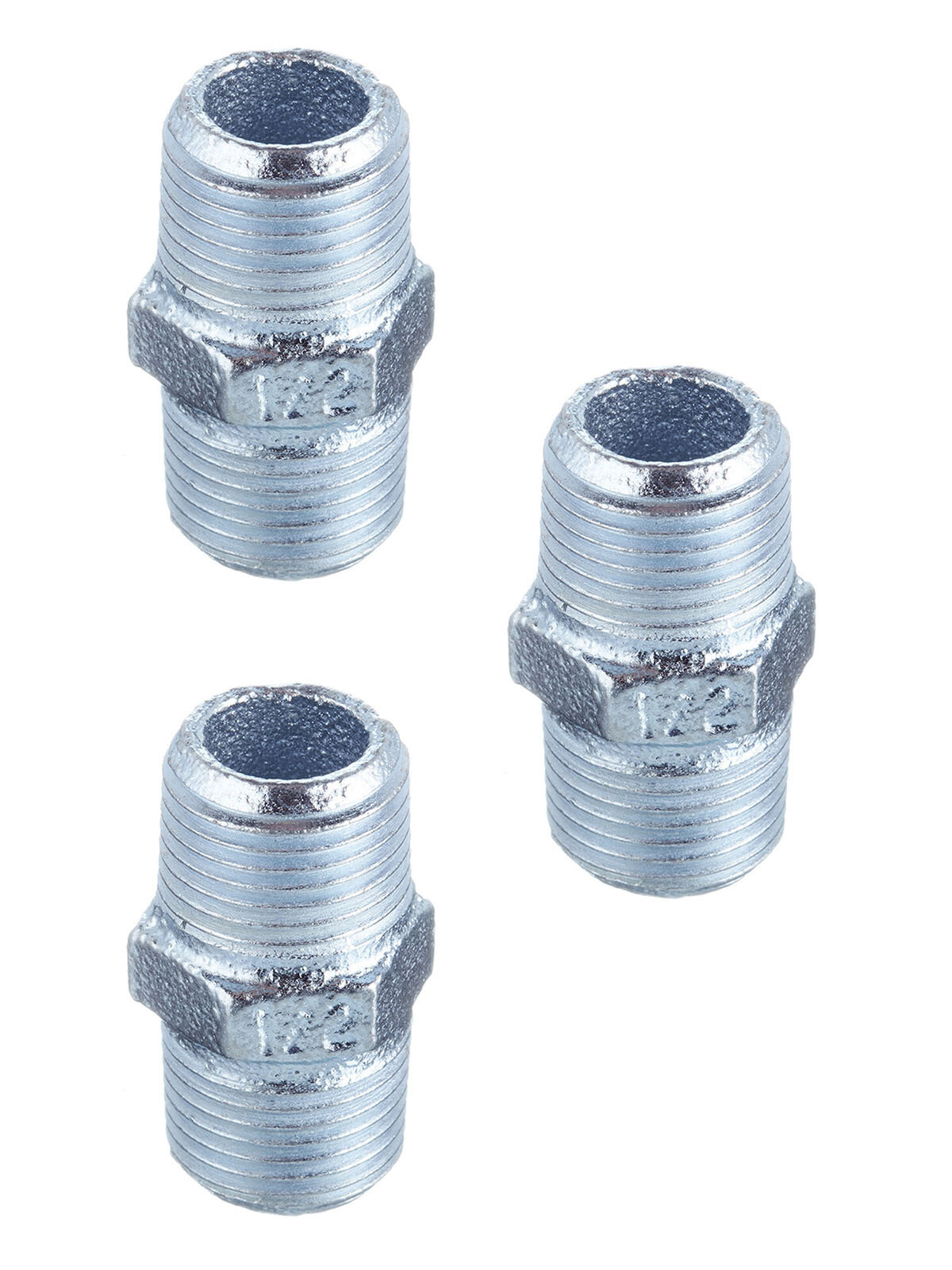 Ниппель 1/2 НР(ш) х 1/2 НР(ш) чугунный оцинкованный (3 шт.)