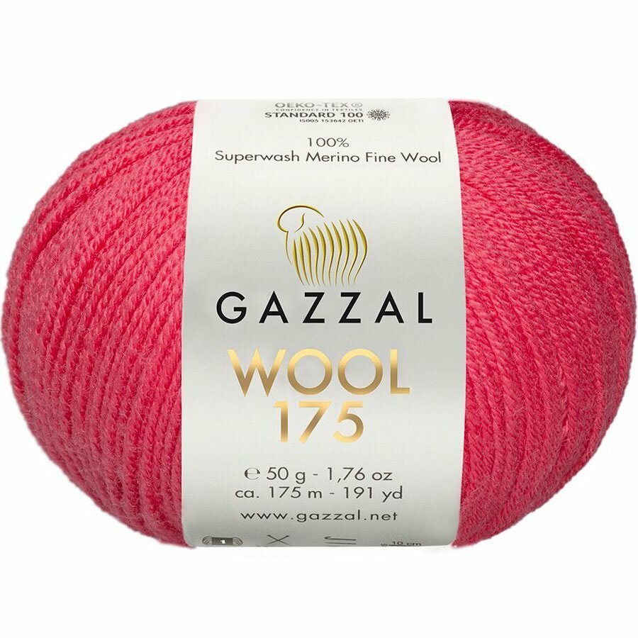 Пряжа Gazzal WOOL 175 332 коралл (5 мотков)